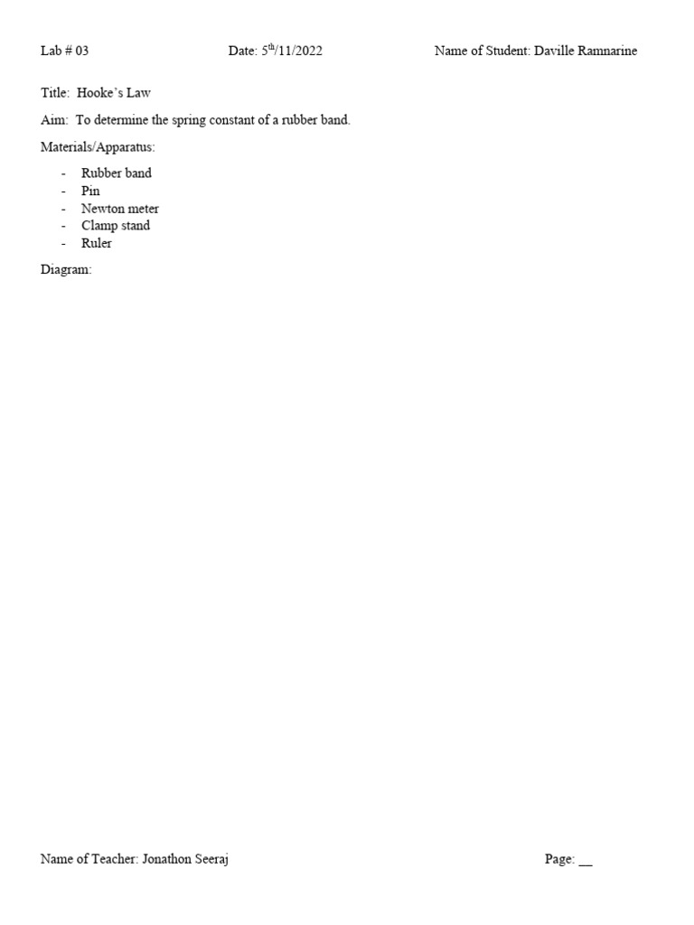 Lab 3 - Hooke's Law | PDF