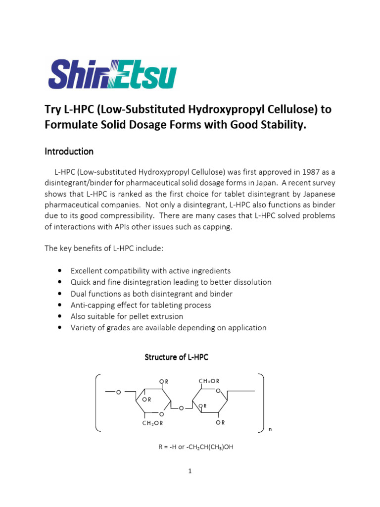 L HPC | PDF | Tablet (Pharmacy) | Starch