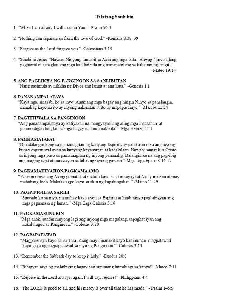 Talatang Sauluhin | PDF