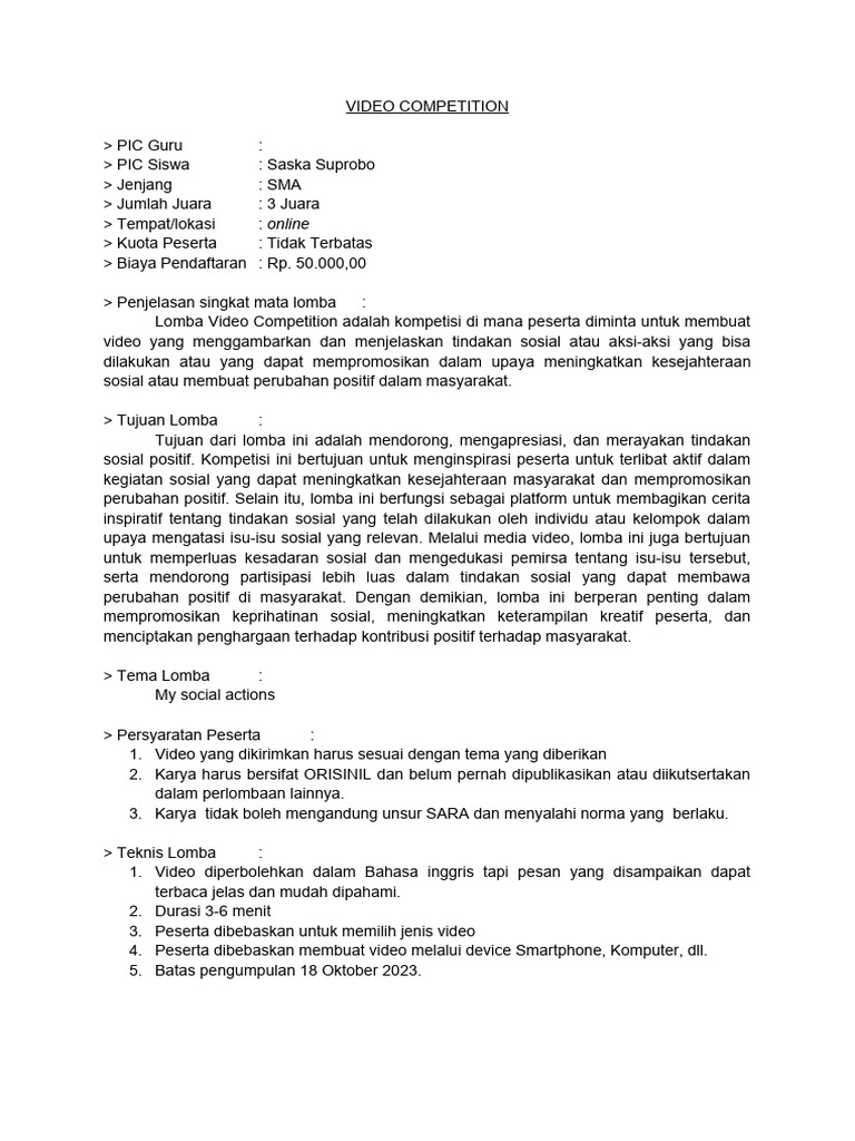 Video Competition | PDF