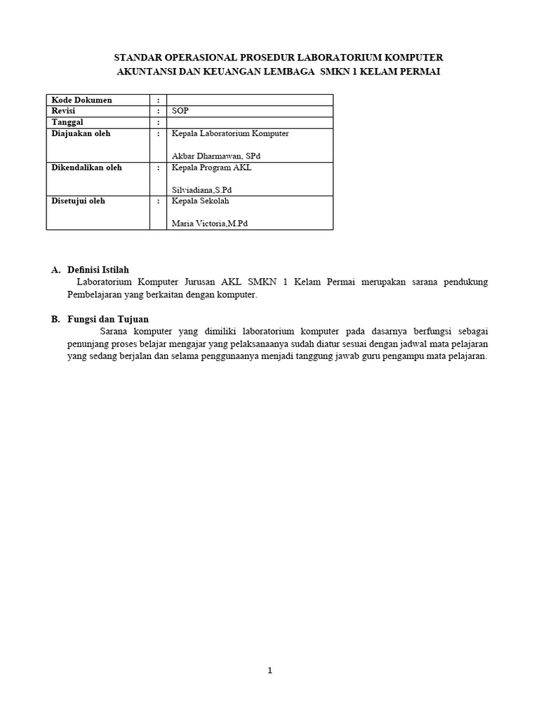 Sop Lab Akl 1 | PDF | Komputer