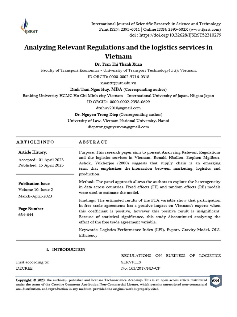 Analyzing Relevant Regulations and The Logistics S | PDF
