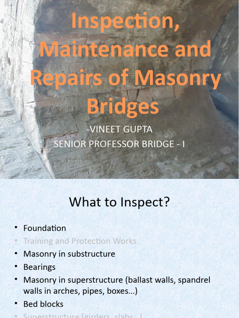 Masonary Bridges- Inspection & Maintenance | PDF