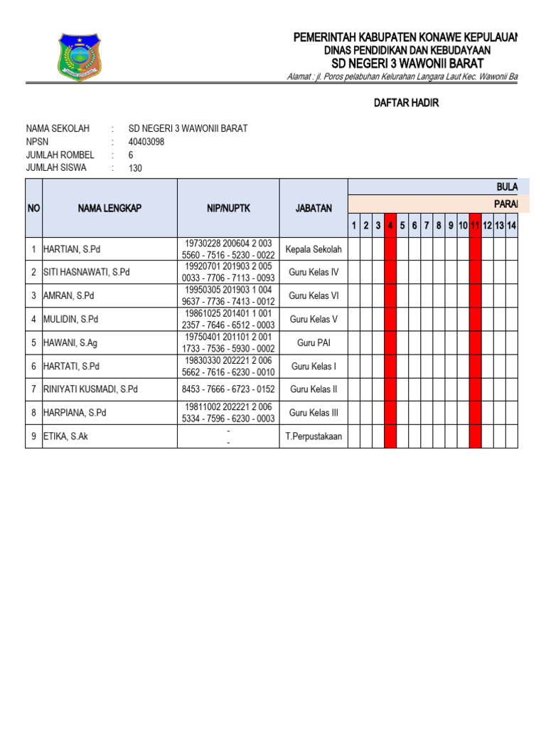 Absen Bulan Juni | PDF