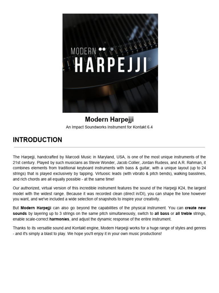 Modern Harpejji Manual | PDF