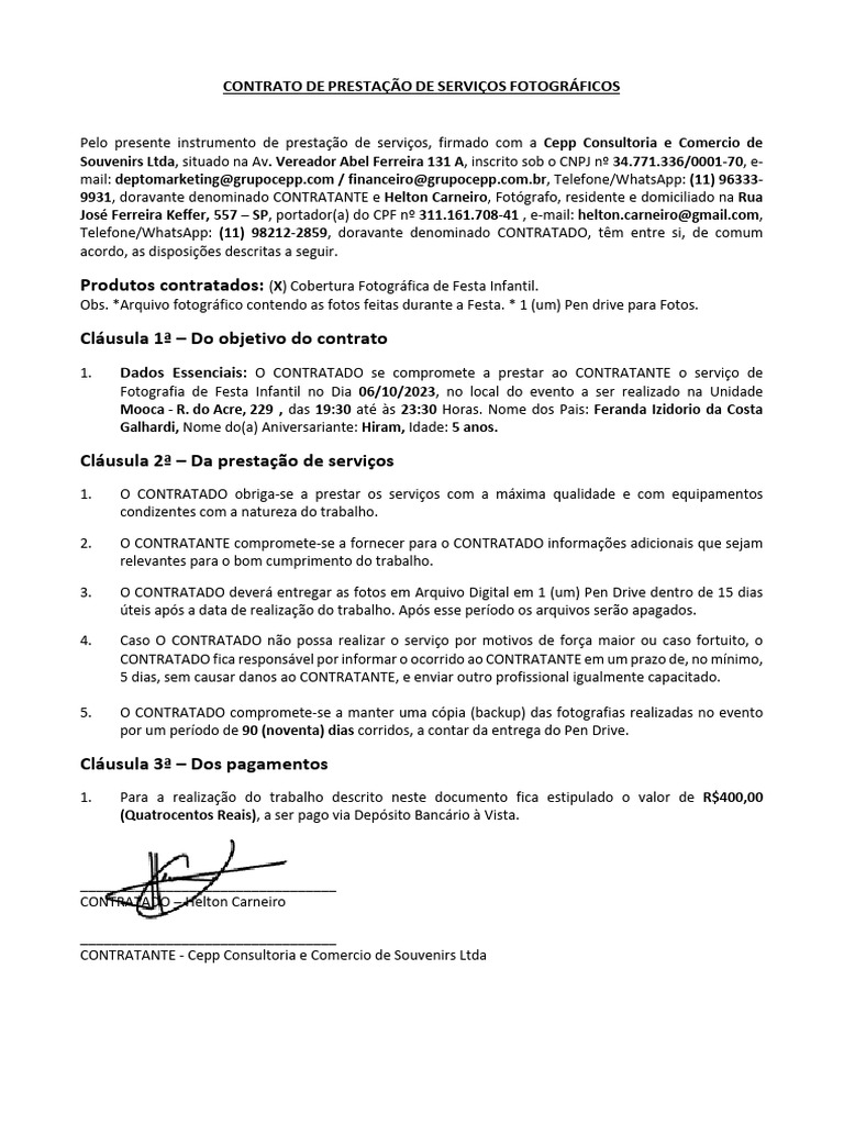 Contrato Planet Kids - 2023.10.06 - Feranda Izidorio Da Costa Galhardi ...