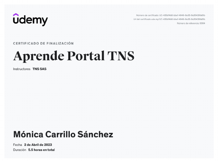 Certificado Portal Tns | PDF