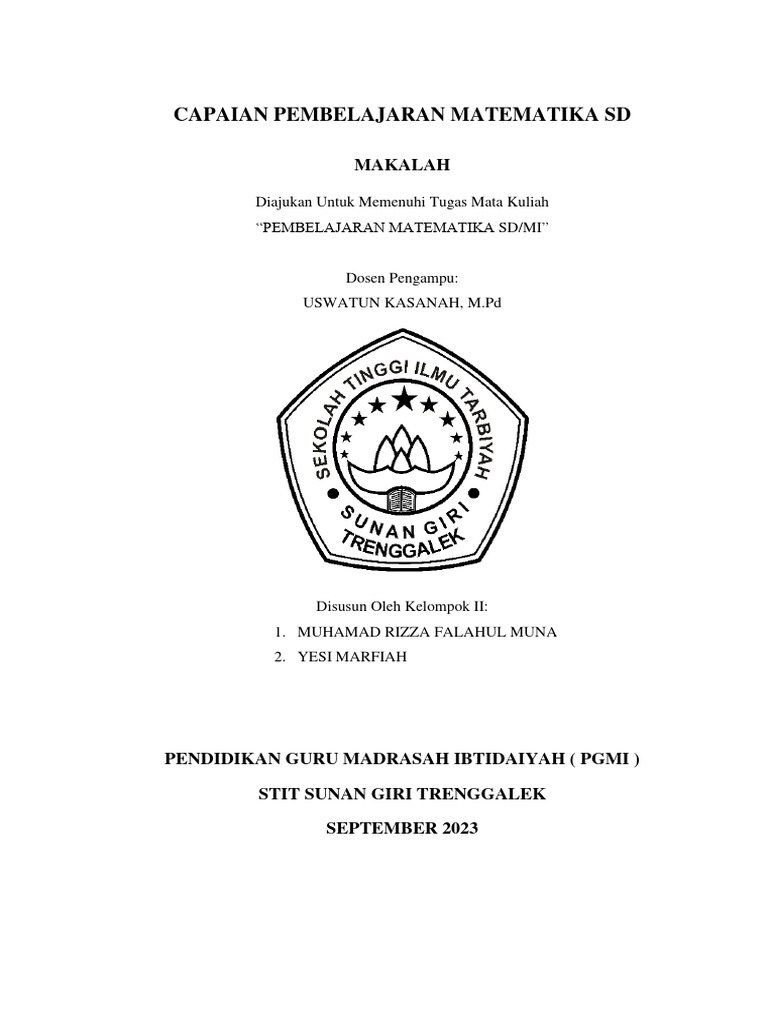 Kelompok 2 - Yesi Dan Rizza - Capaian Pembelajaran Matematika SD | PDF