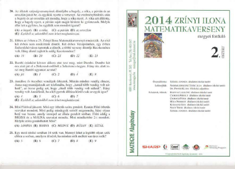 2014 Zrinyi Matek 2. Osztály | PDF