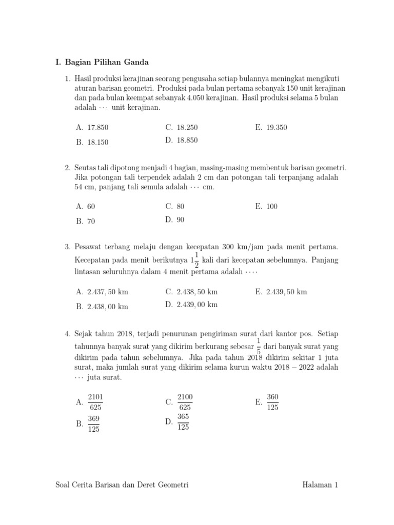 Barisan Dan Deret Geometri Soal Cerita | PDF