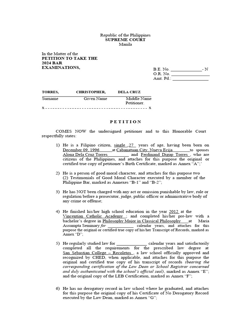 PETITION TO TAKE BAR | PDF