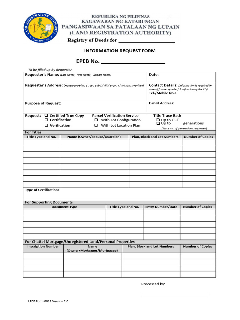 Information-Request-Form - Registry of Deeds | PDF
