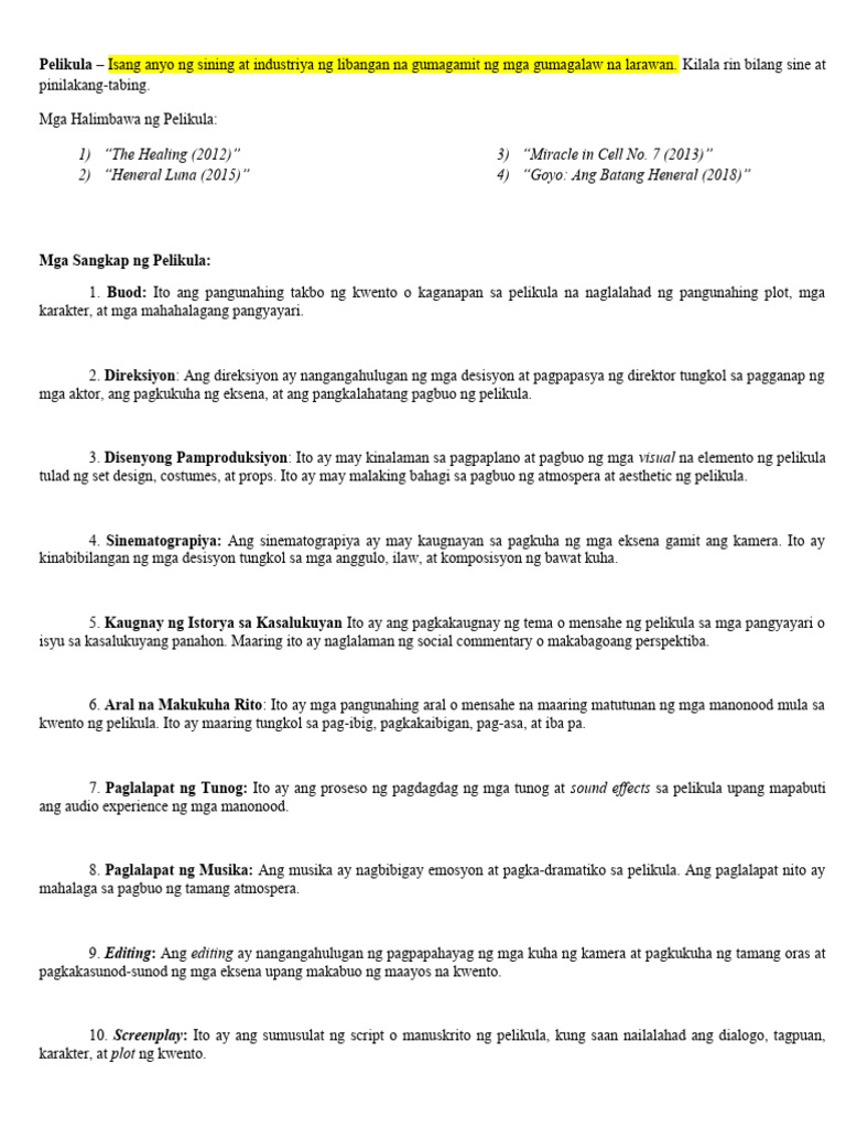 Pelikula Grade 11 Komunikasyon at Pananaliksik | PDF