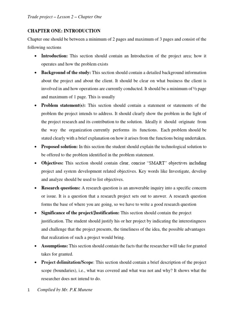 Trade - Project - Lesson 2 - Chapter One | PDF