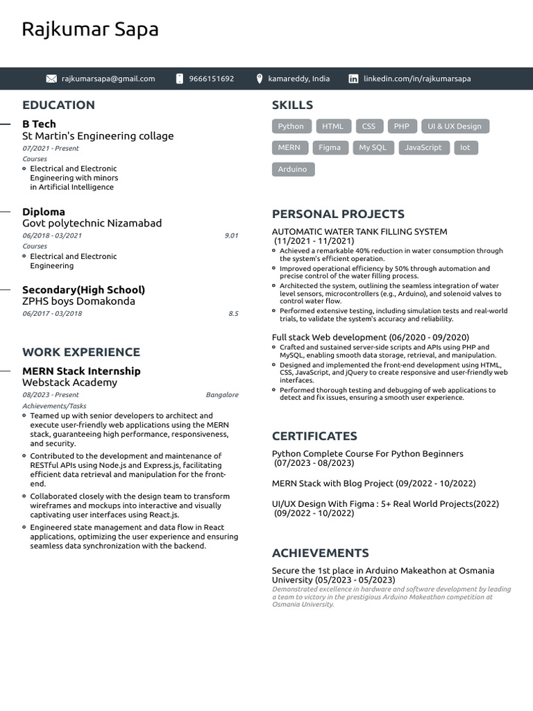 Rajkumar's Resume | PDF