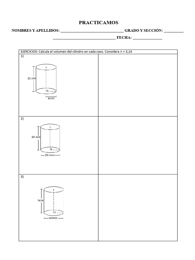 Cálculo de Volumen y Dimensiones de Cilindros | PDF