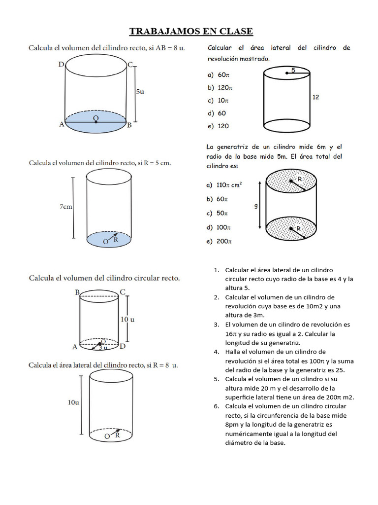 Volumen de Un Cilindro | PDF | Ciencia y matemática | Tecnología e ...