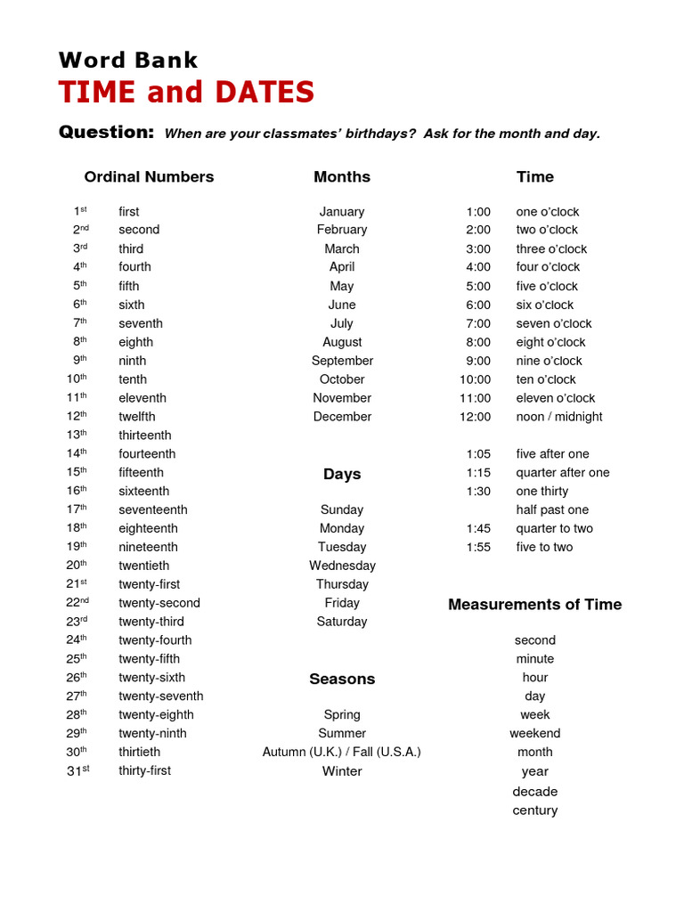 Time and Dates | PDF