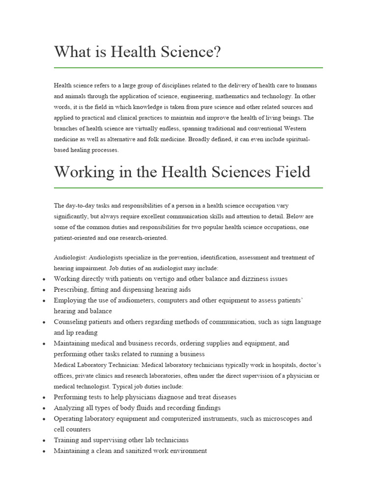 Understanding Health Science Basics | PDF