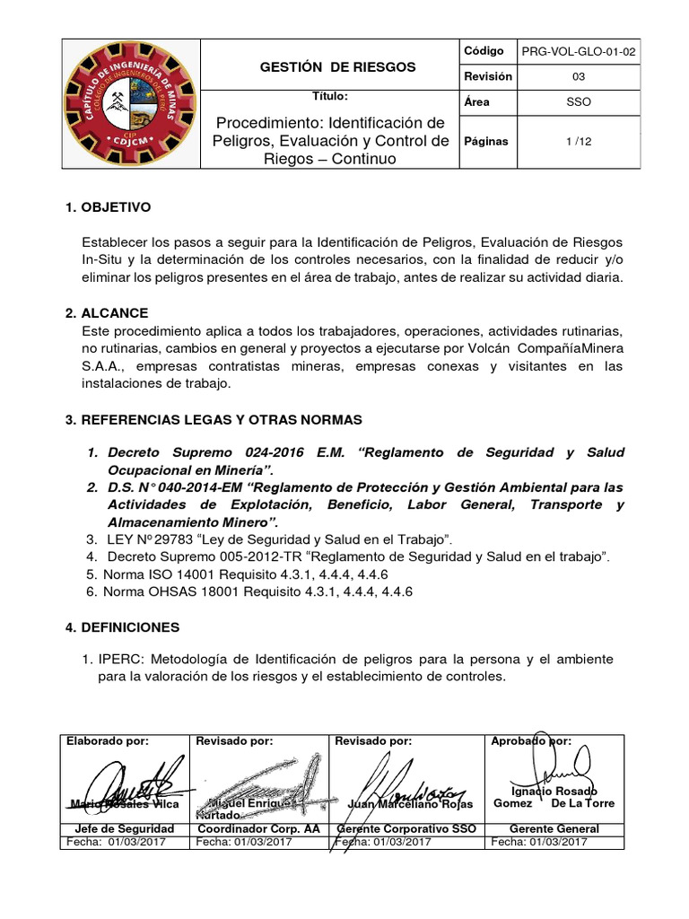 IPERC Continuo | PDF | Riesgo | Evaluación de riesgos