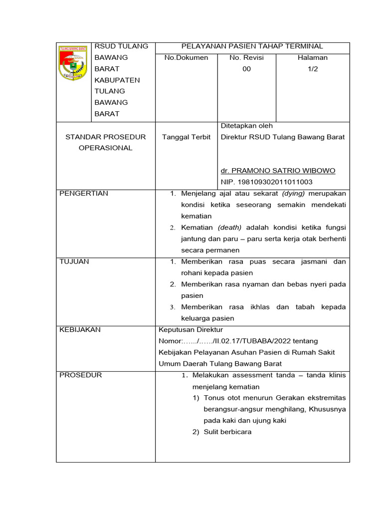 SOP Pelayanan Tahap Terminal | PDF
