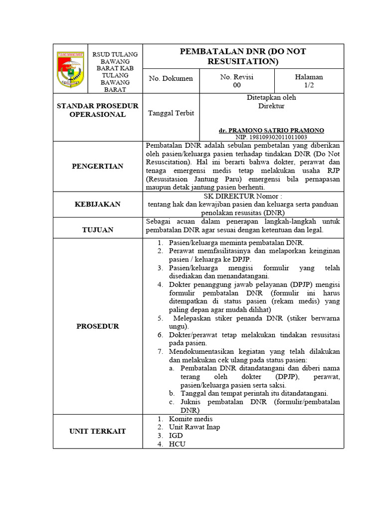 Sop. Pembatalan DNR | PDF