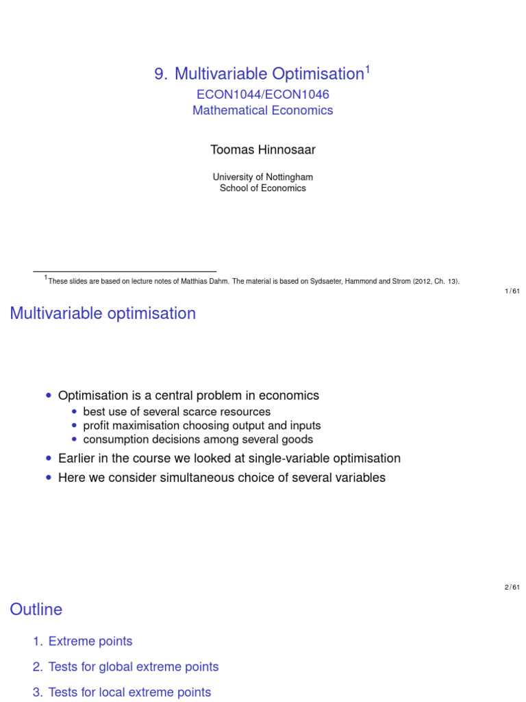 09 Multivariable Optimisation | PDF