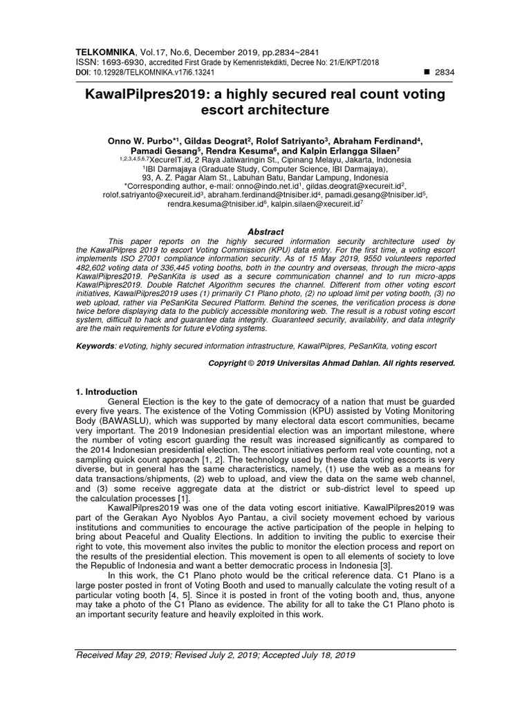 TELKOMNIKA OWP Kawalpilpres 24july2019 | PDF | Security Technology ...