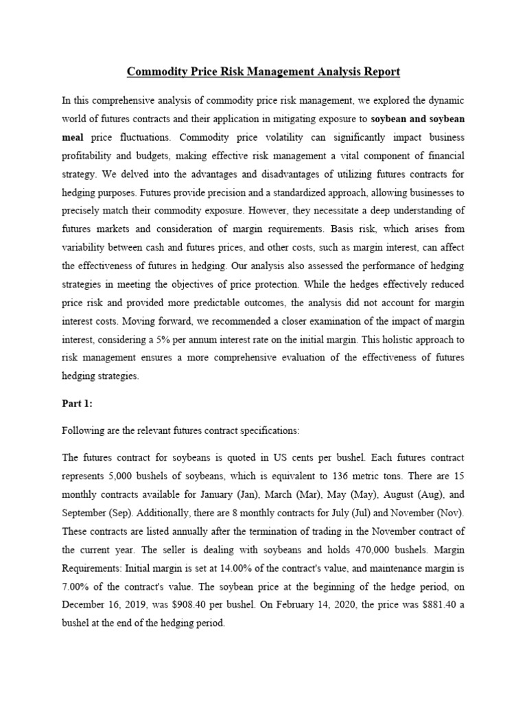 Commodity Price Risk Management Analysis Report | PDF