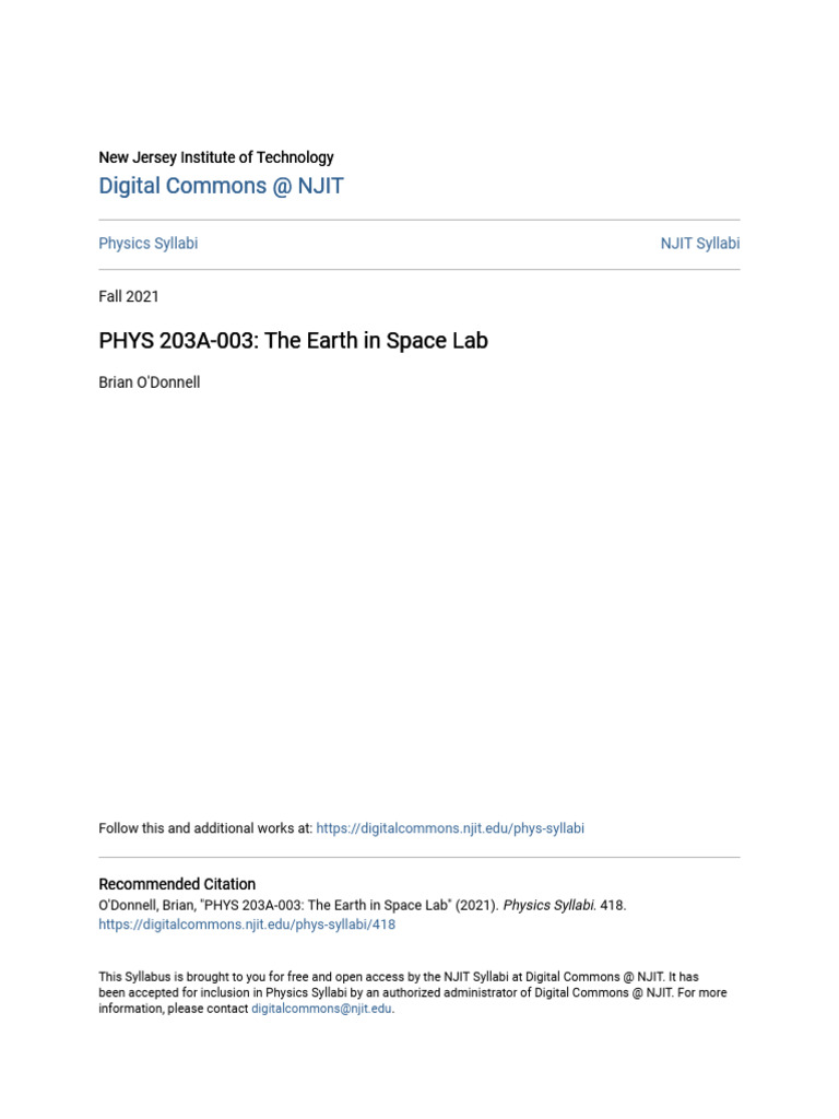 PHYS 203A-003 - The Earth in Space Lab | PDF