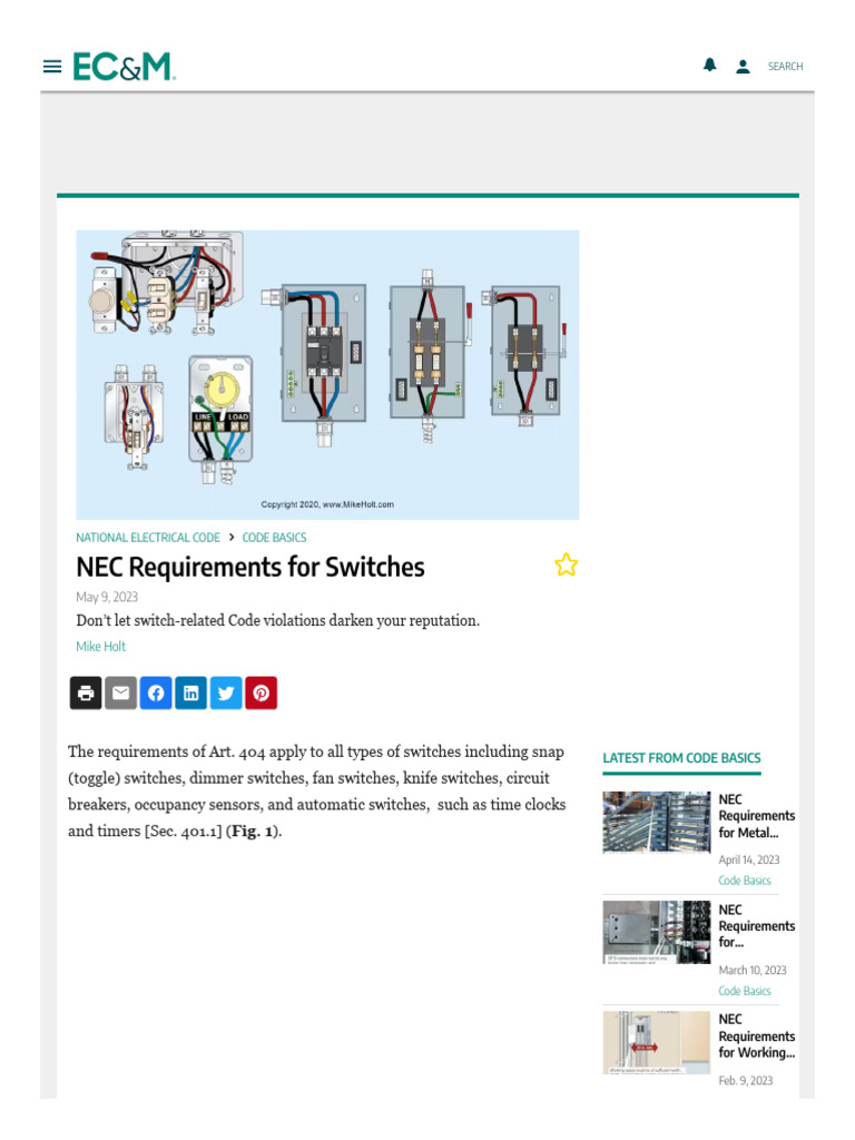 NEC Requirements for Snap Switches | PDF | Technology & Engineering
