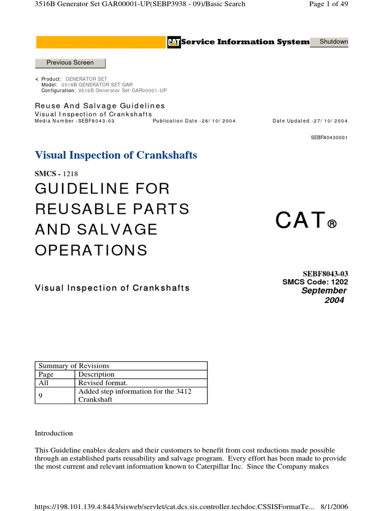 SEBF8043 Crankshaft Visual Inspection | PDF | Mechanical Engineering ...