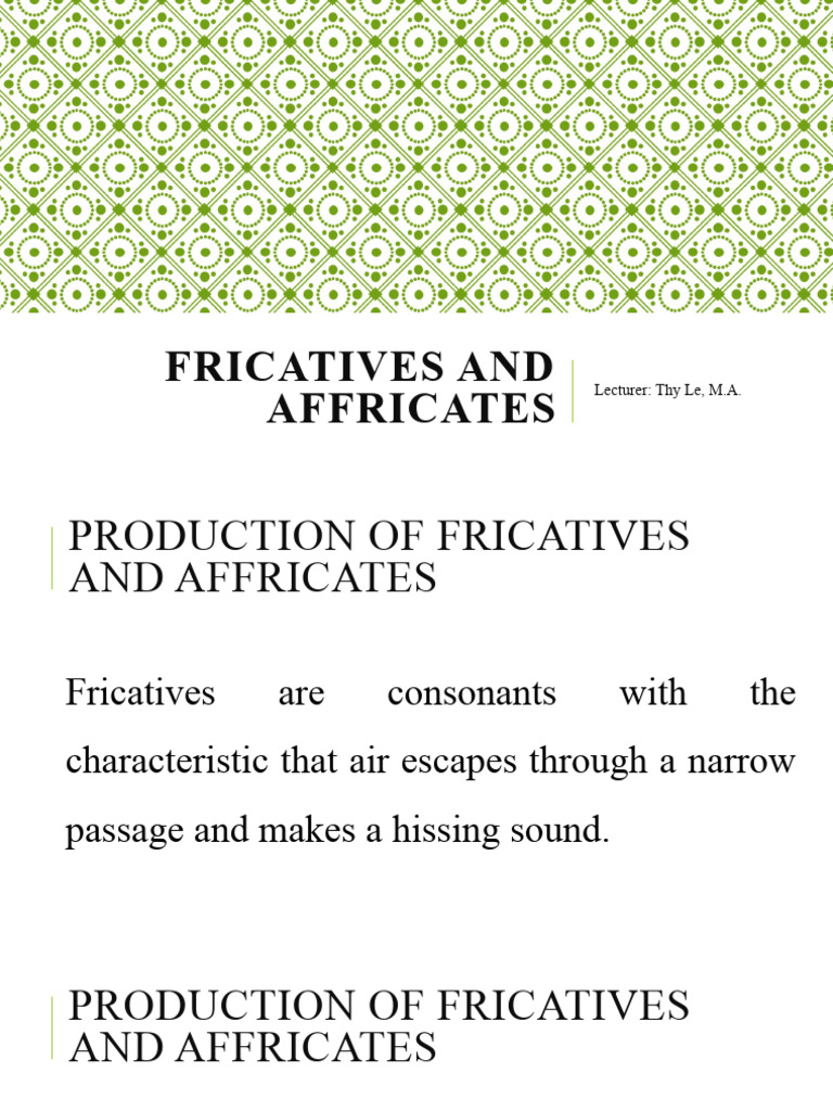 Fricatives and Affricates | PDF | Art