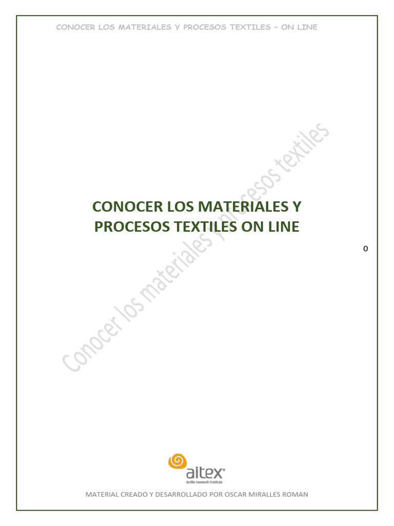 Temario Conocer Los Materiales y Procesos Textiles | PDF