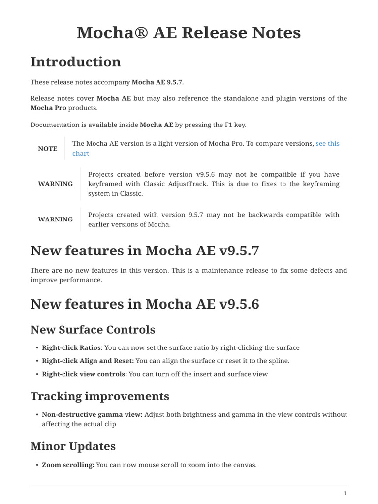 Mocha AE Release Notes | PDF