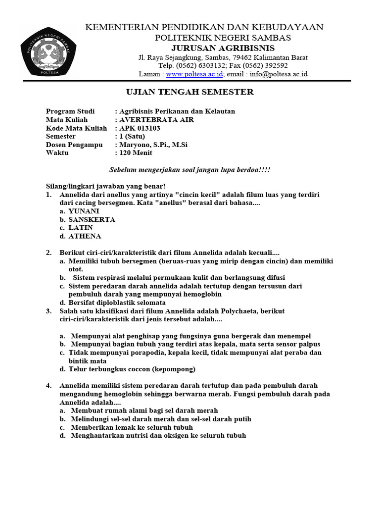 UTS Avertebrata Air | PDF