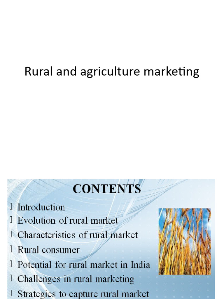 Unit 1 Ok Rural Marketing Introduction | PDF
