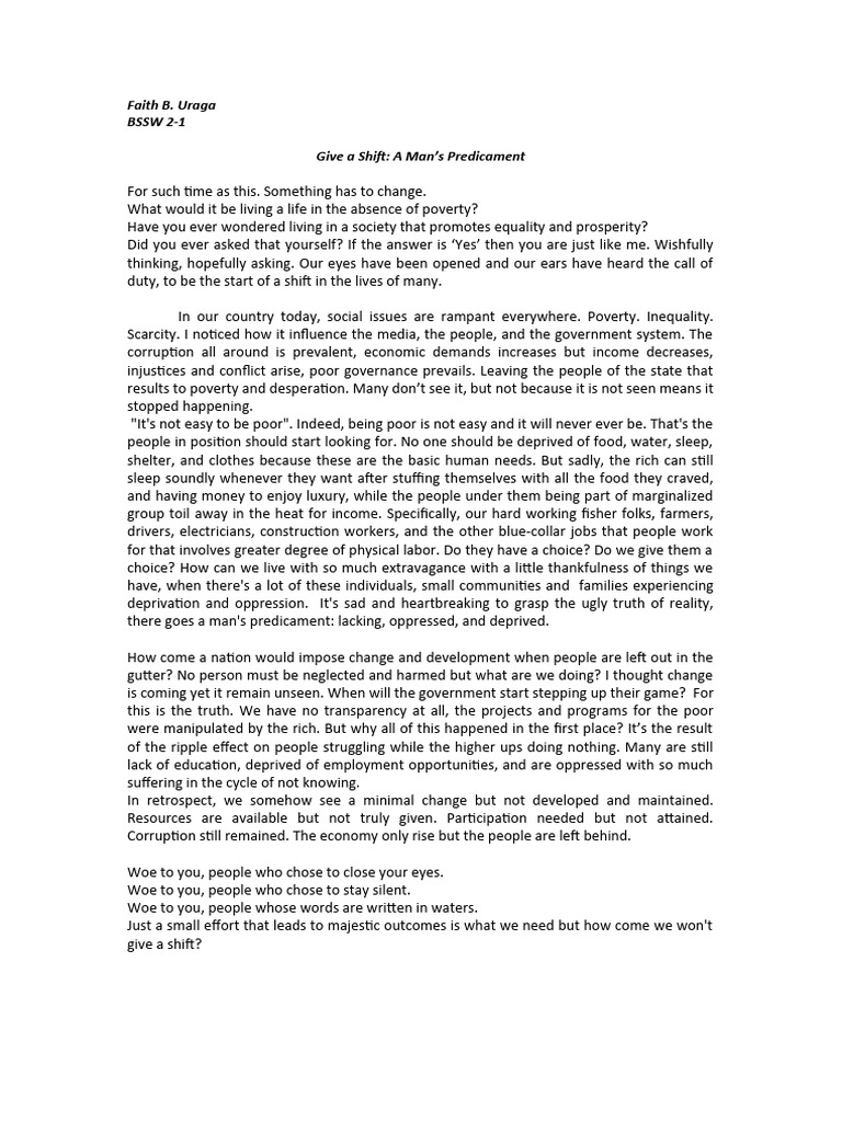 Public Speech | PDF | Poverty | Poverty & Homelessness