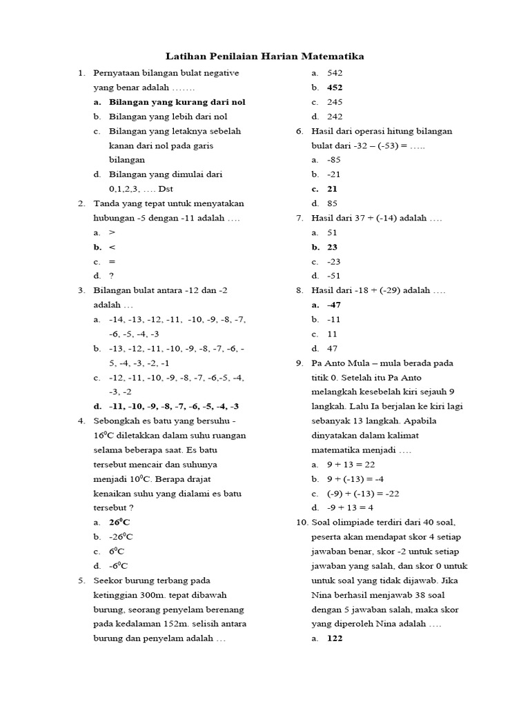 Latihan PH MTK 1 | PDF