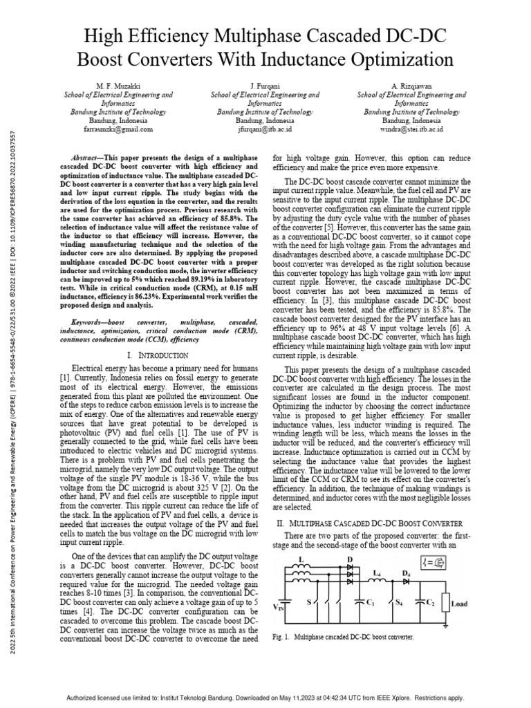 High Efficiency Multiphase Cascaded DC-DC Boost Converters With ...