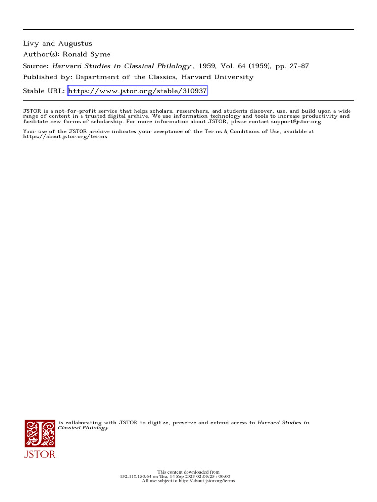 Livy’s Historical Perspective on Augustus | PDF | Augustus | Ancient Rome