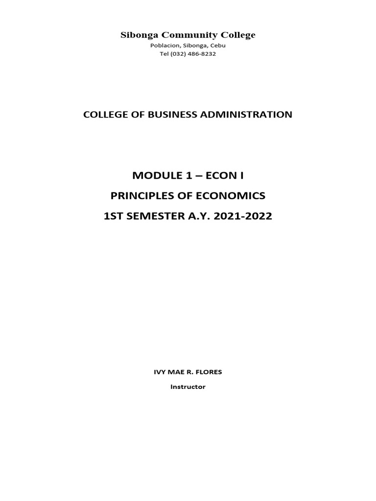 Module 1 Principles of Economics | PDF