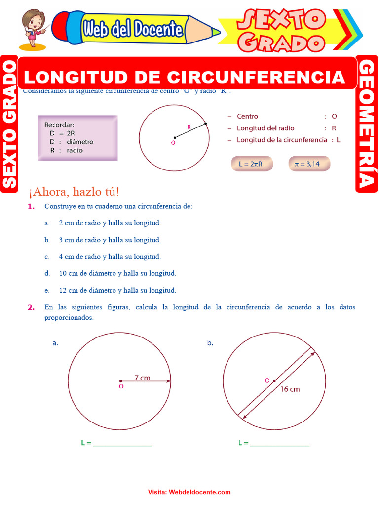 Ejercicios de Longitud de Circunferencia | PDF