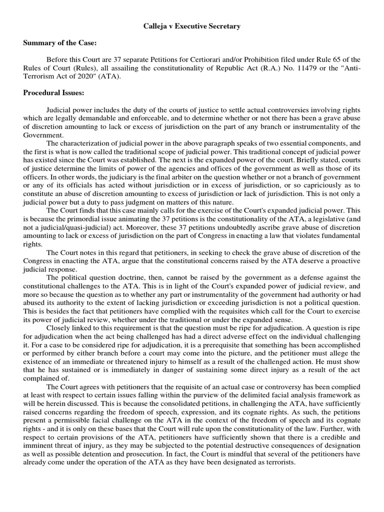 Calleja V Executive Secretary | PDF