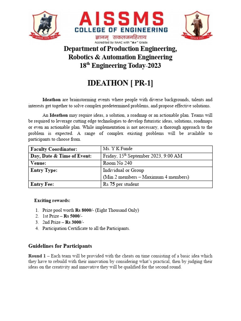Ideathon Rule Book Rev01 | PDF | Creativity | Engineering