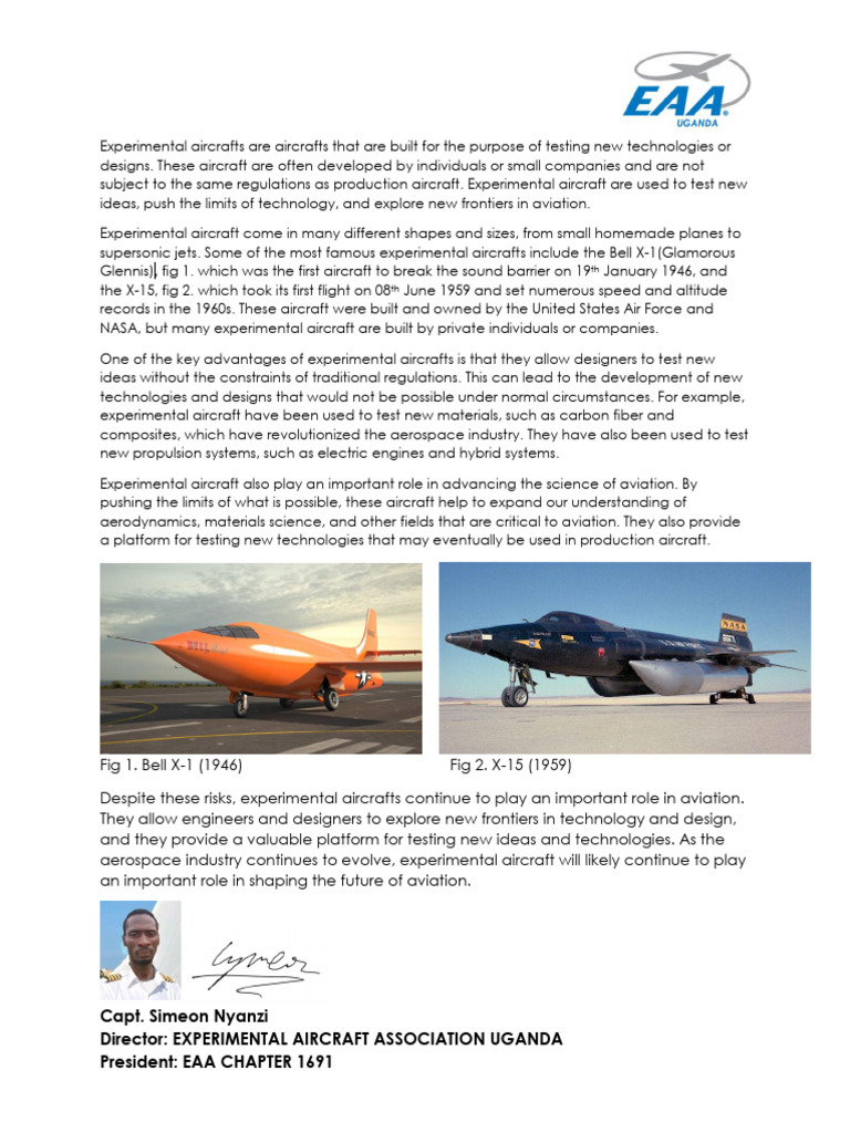 What Are Experimental Aircrafts | PDF