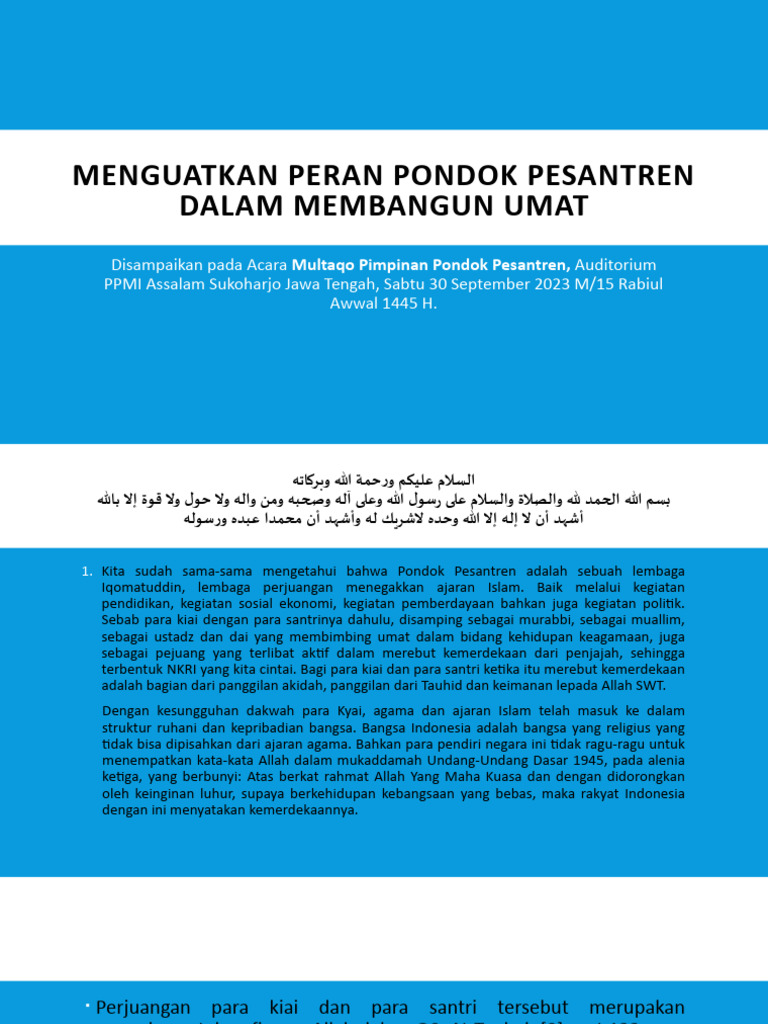 Menguatkan Peran Pondok Pesantren | PDF