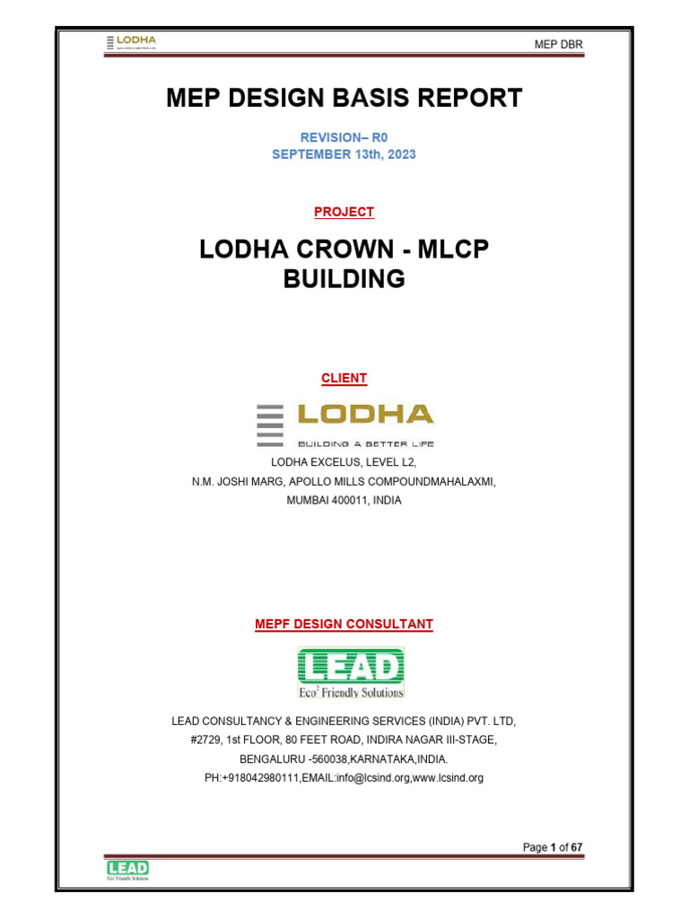 Crown MLCP MEP DBR R0 - 13.09.23 | PDF