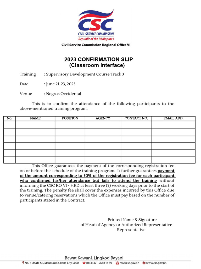 Confirmation Slip | PDF