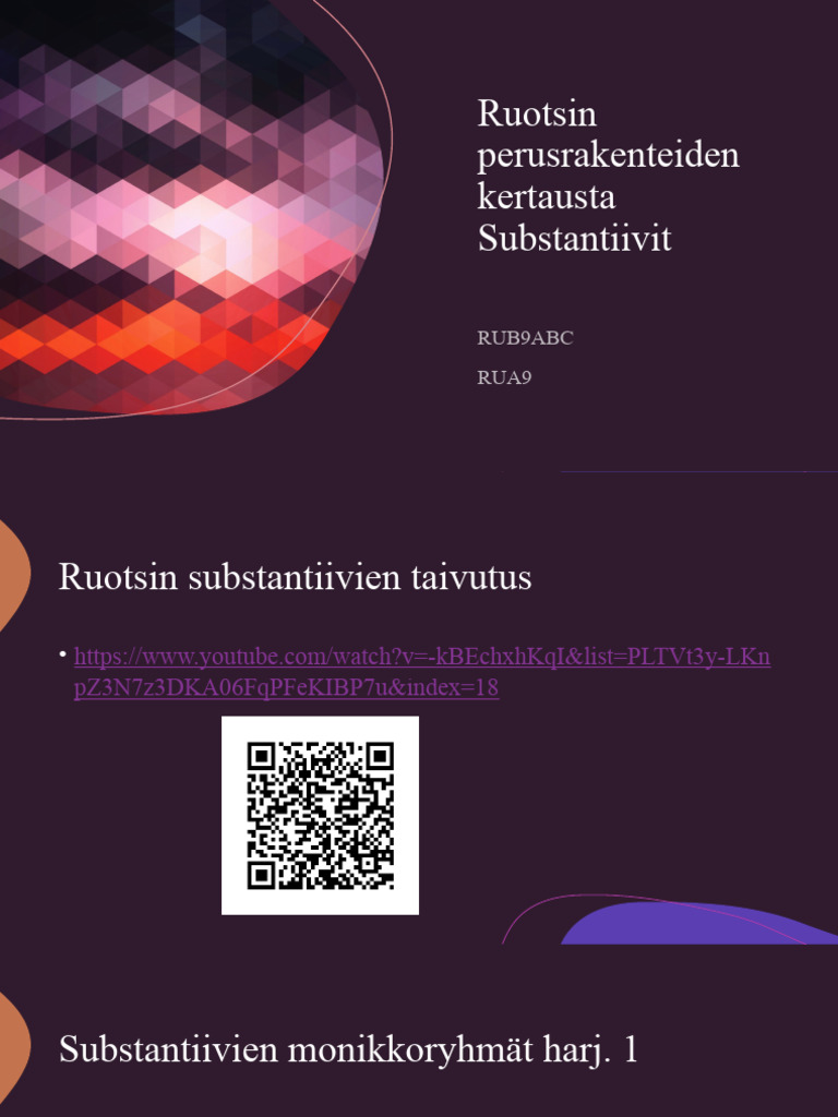 Ruotsin Perusrakenteiden Kertausta Substantiivit | PDF